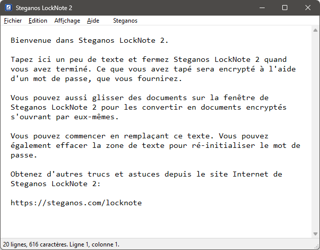 Steganos LockNote 2 - Cryptez les fichiers texte en un clin d'œil.